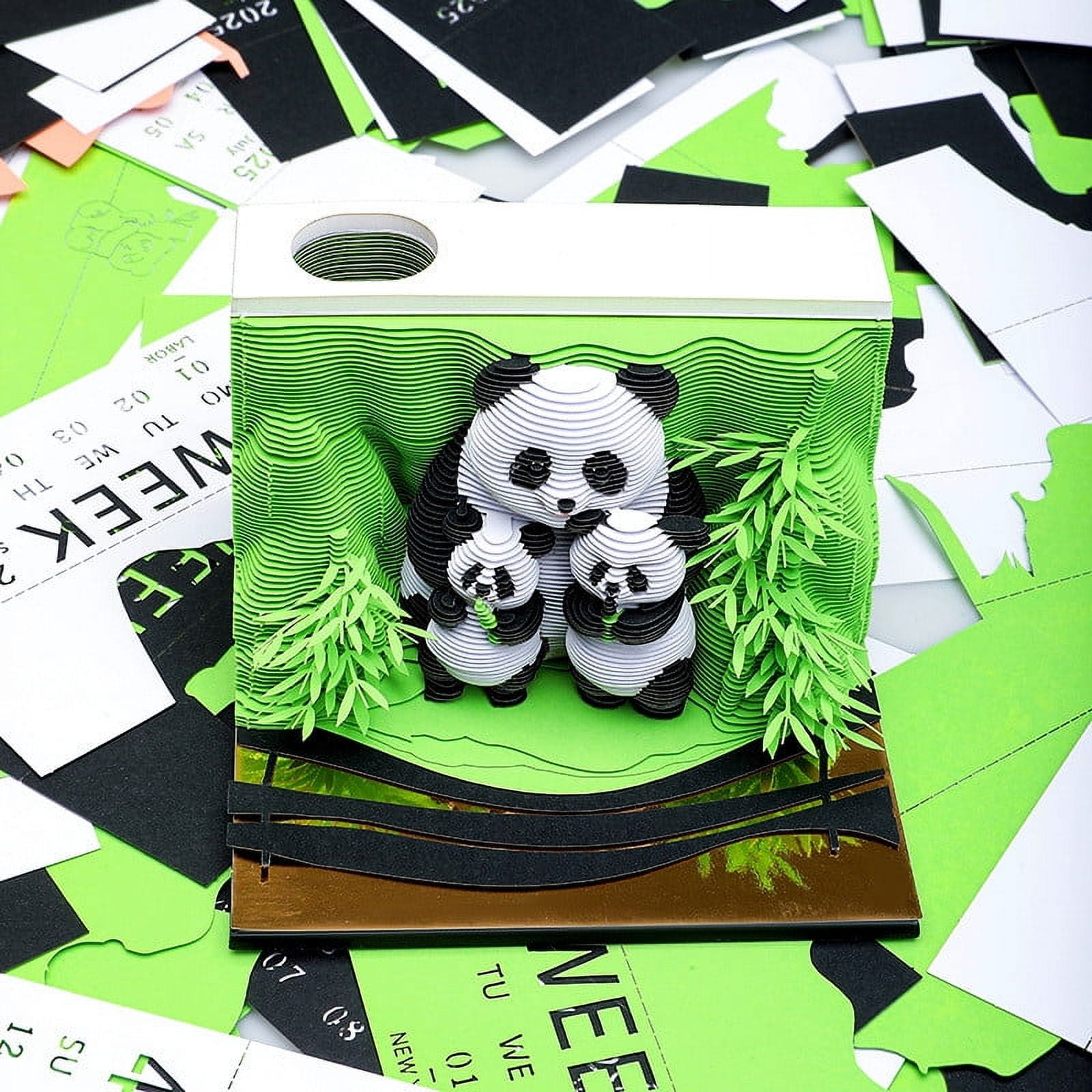 3D Calendar Memo Pad,Pandas Memo Pad Tear,3D Art Note Pad DIY Time ...