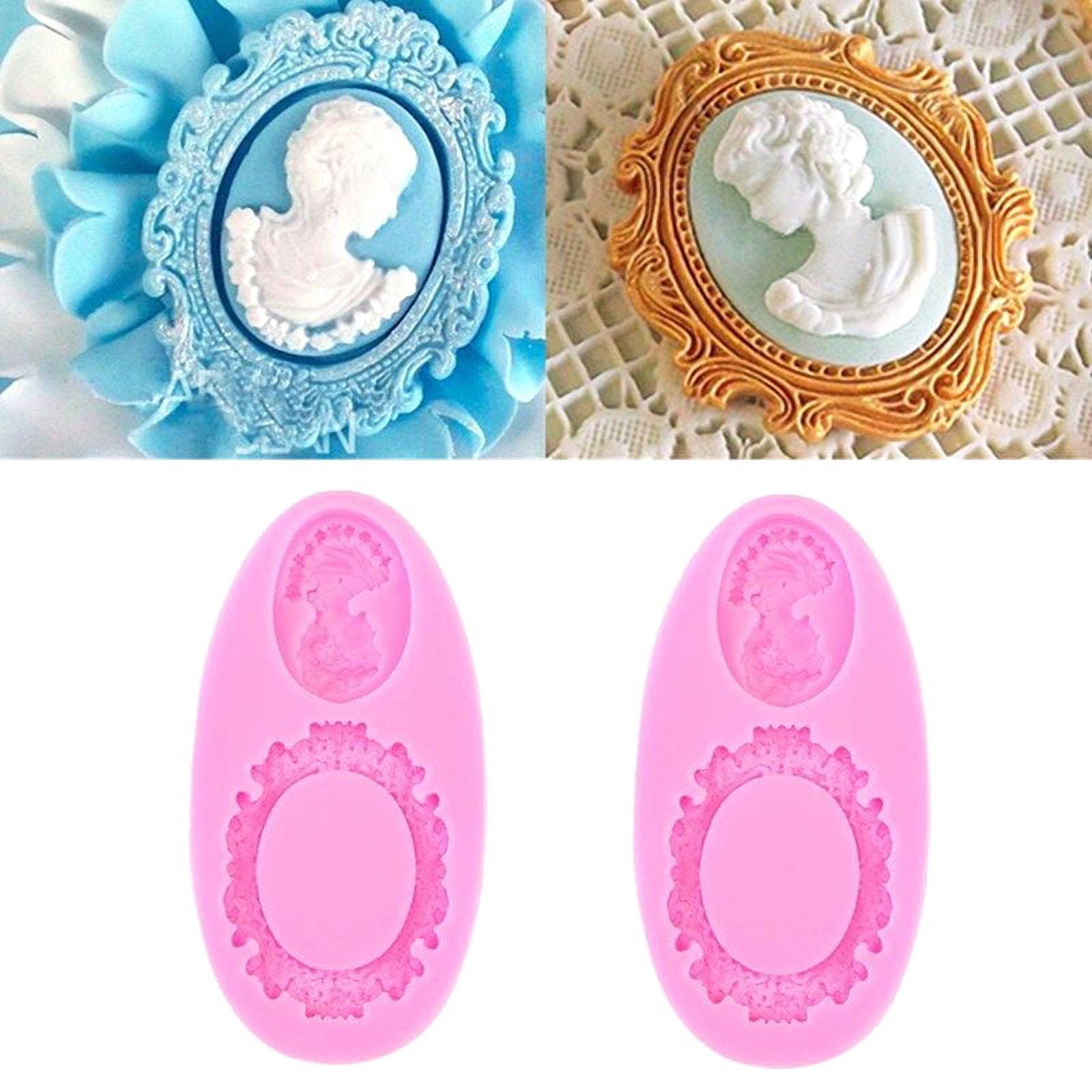 3D Cameo Mirror Frame Silicone Fondant Mold Cake Decor Chocolate Baking ...