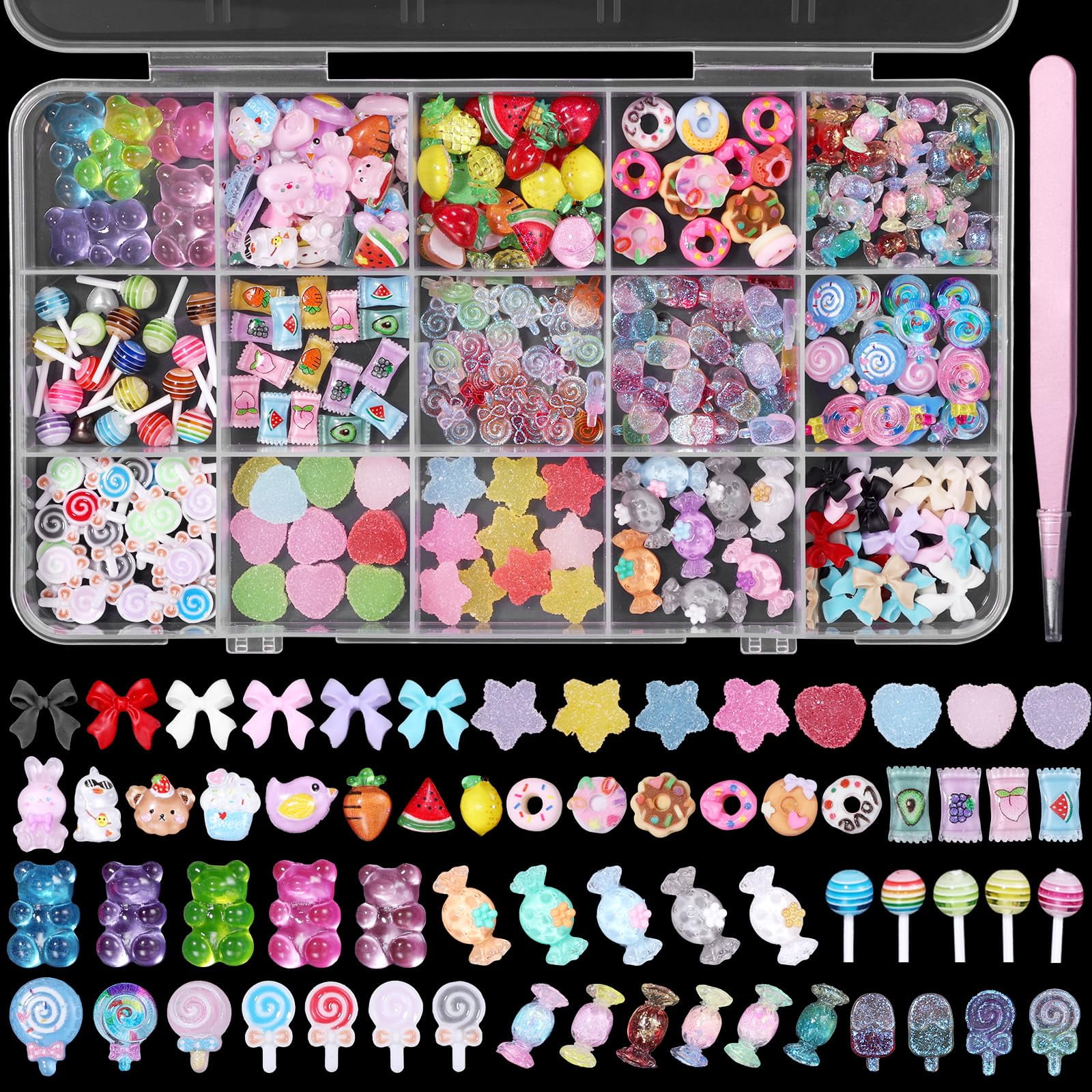 3D Candy Acrylic Nail Charms, Nail Candy Charms, Multi Color Cartoon ...