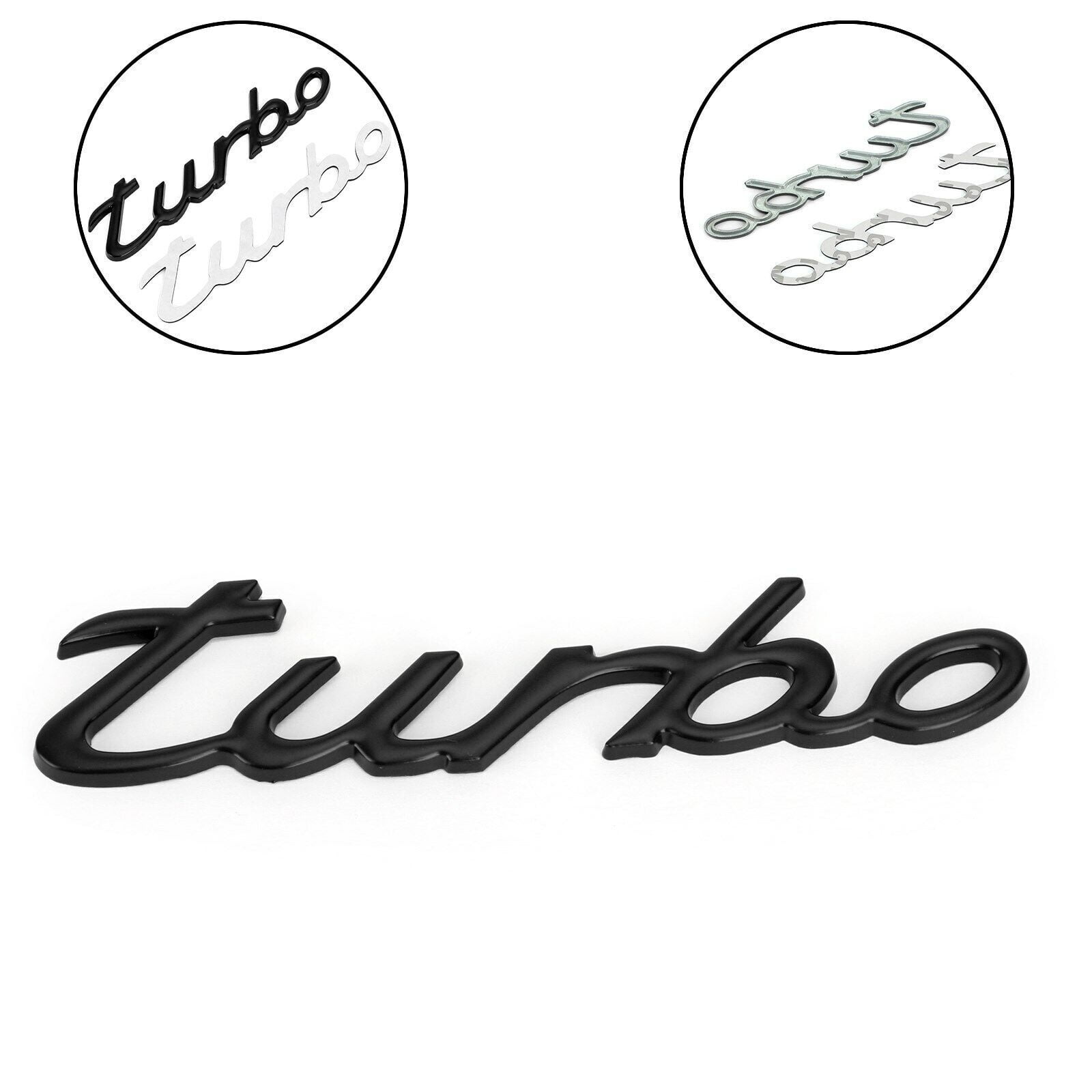 3D Car Sticker Plating Metal Turbo Logo Emblem Badge Decal Black ZA T7 ...