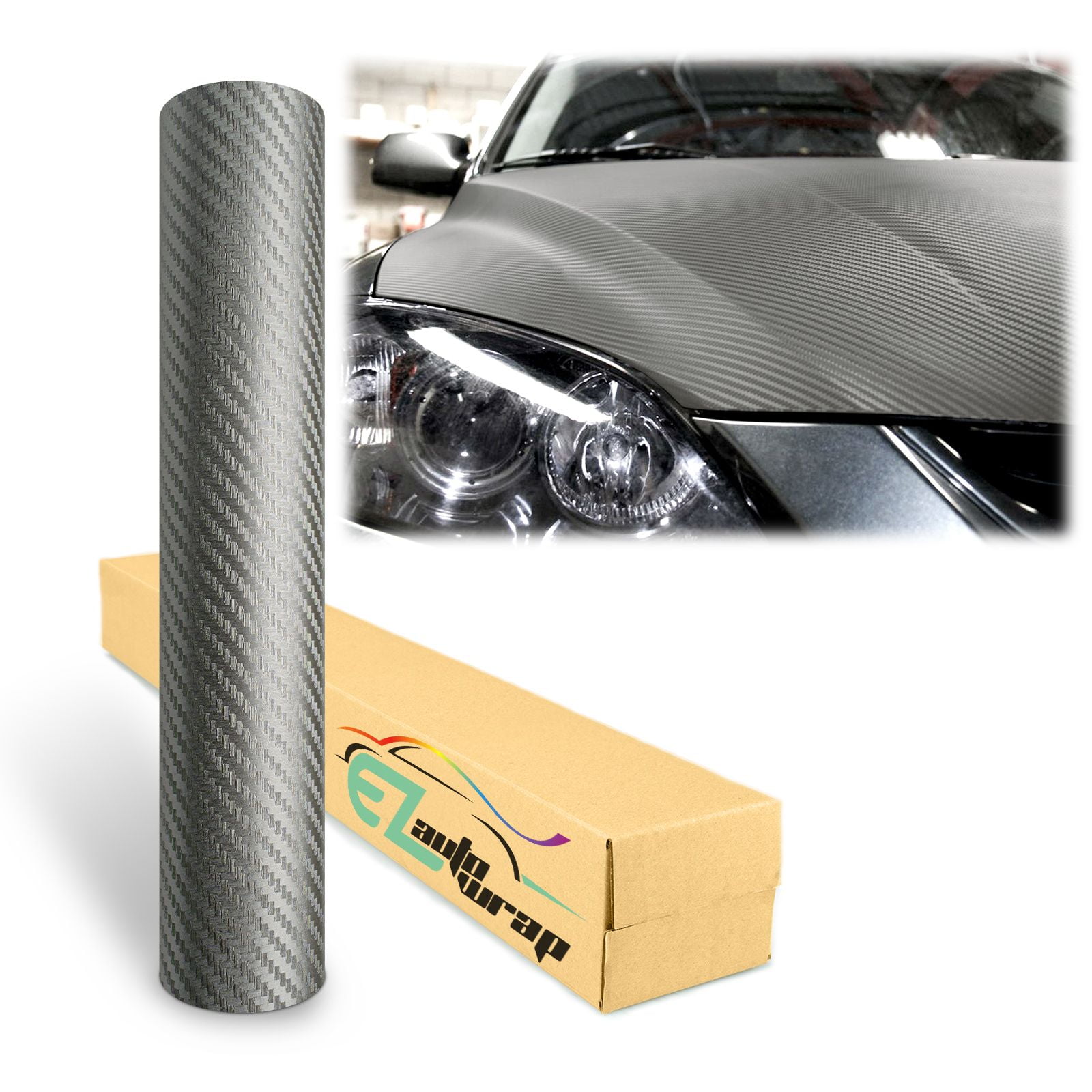 3D Carbon Fiber Gray Matte Car Vinyl Wrap Sticker Decal Film Sheet Air ...