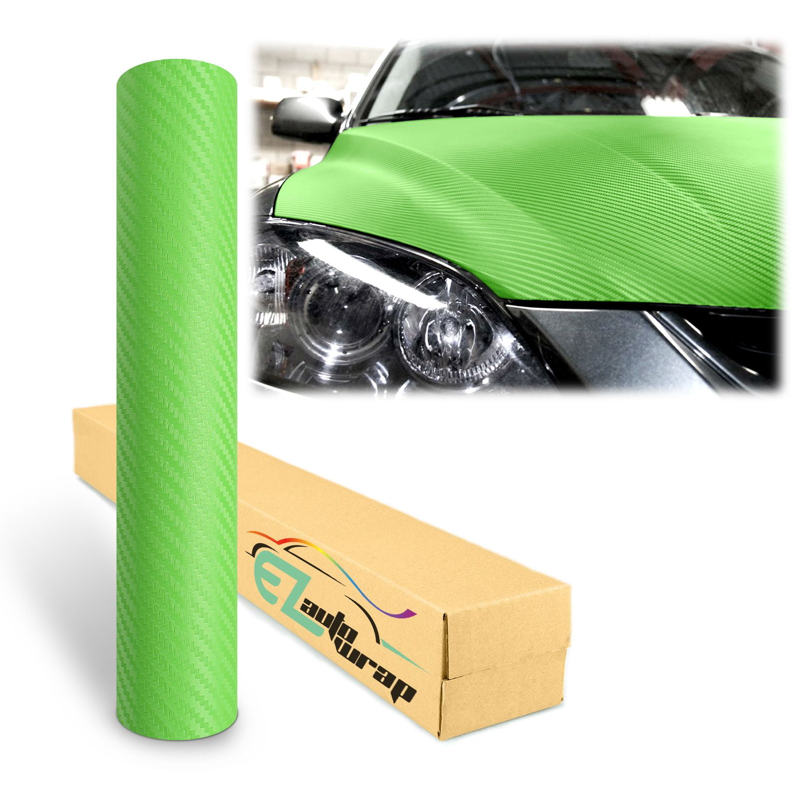 3D Carbon Fiber Green Matte Car Vinyl Wrap Sticker Decal Film Sheet Air ...