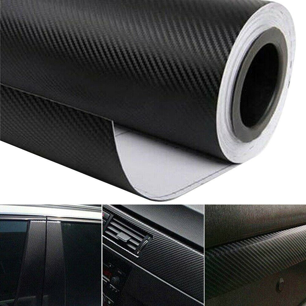 3D Carbon Fiber Style Car Sticker Black Bumper Film Foil Durable ...