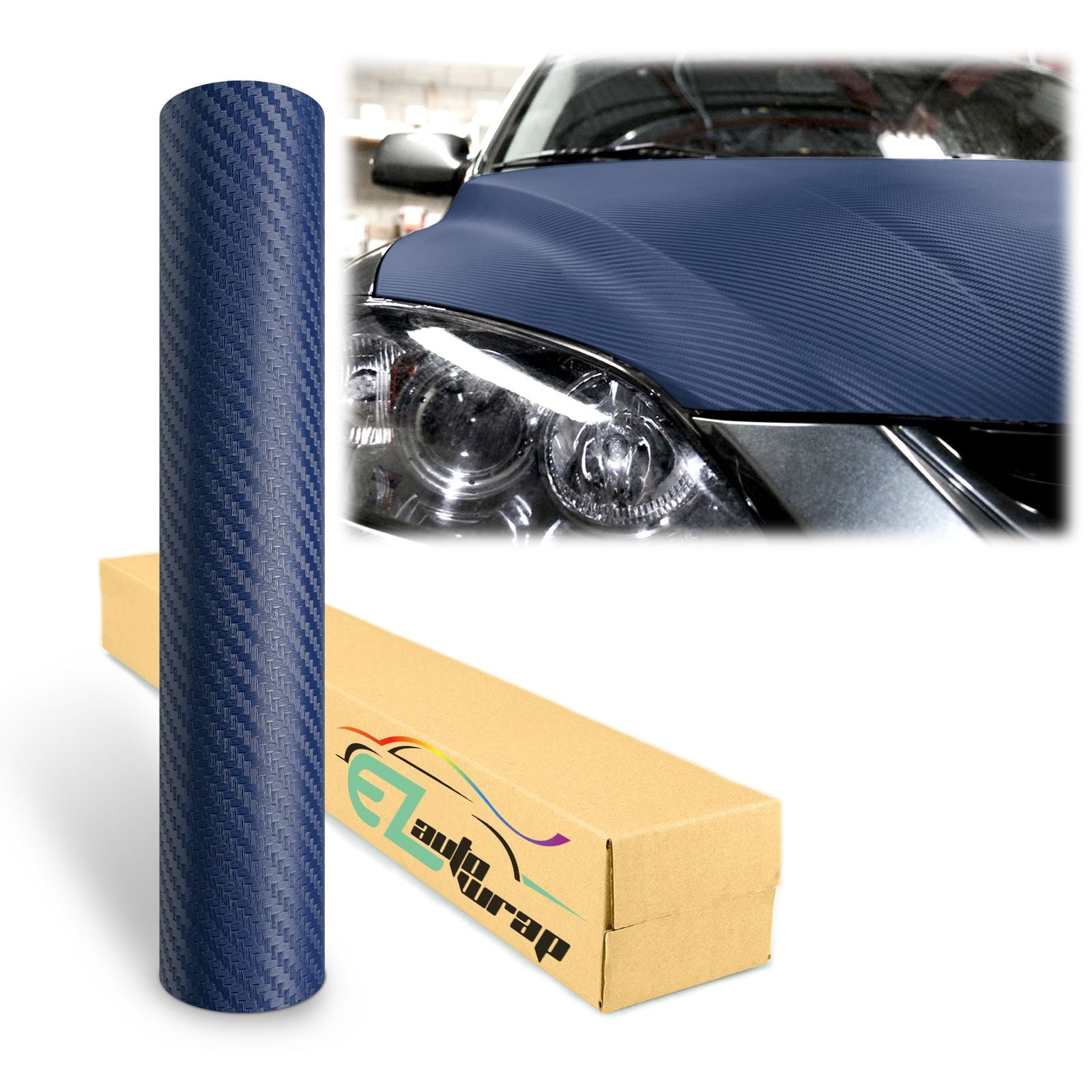 3D Carbon Fiber Textured Navy Blue Matte Car Auto Motorcycle Vehicle ...
