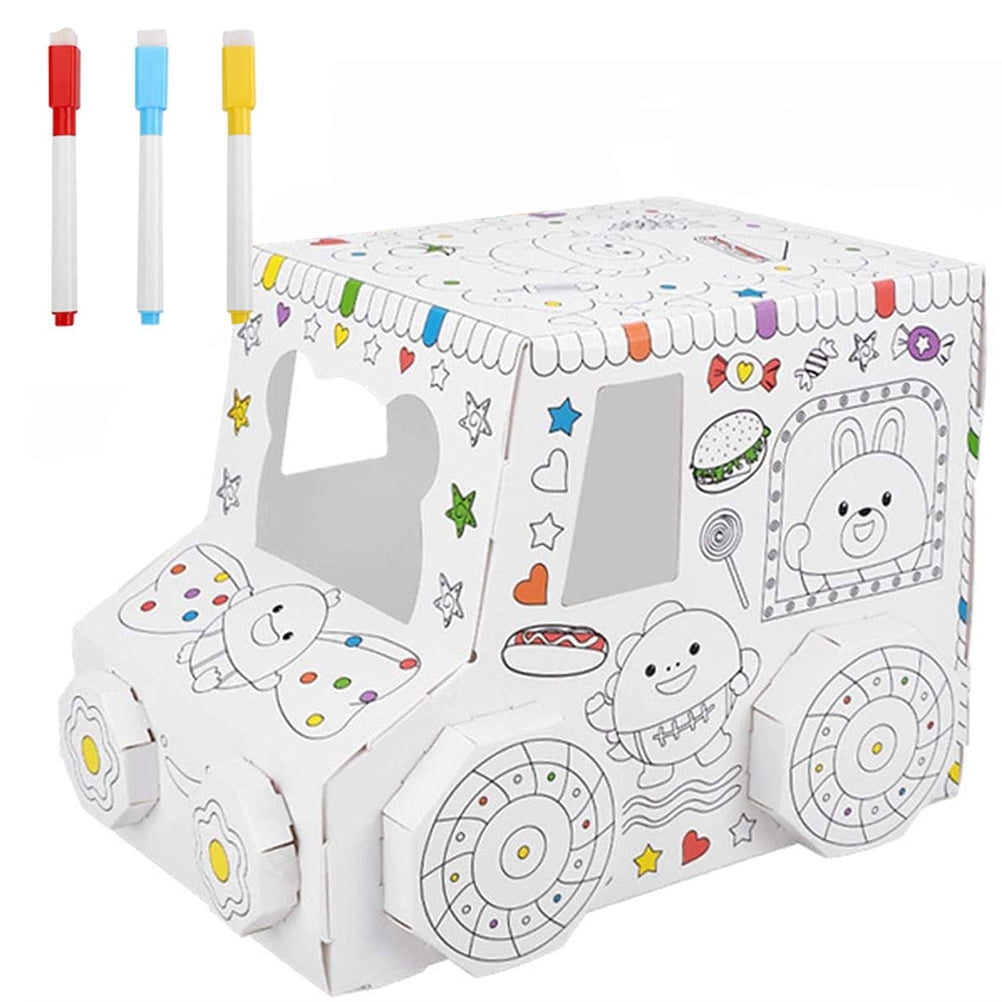 3D Cardboard Playhouse Educational DIY Toy Hand Painted Interactive ...