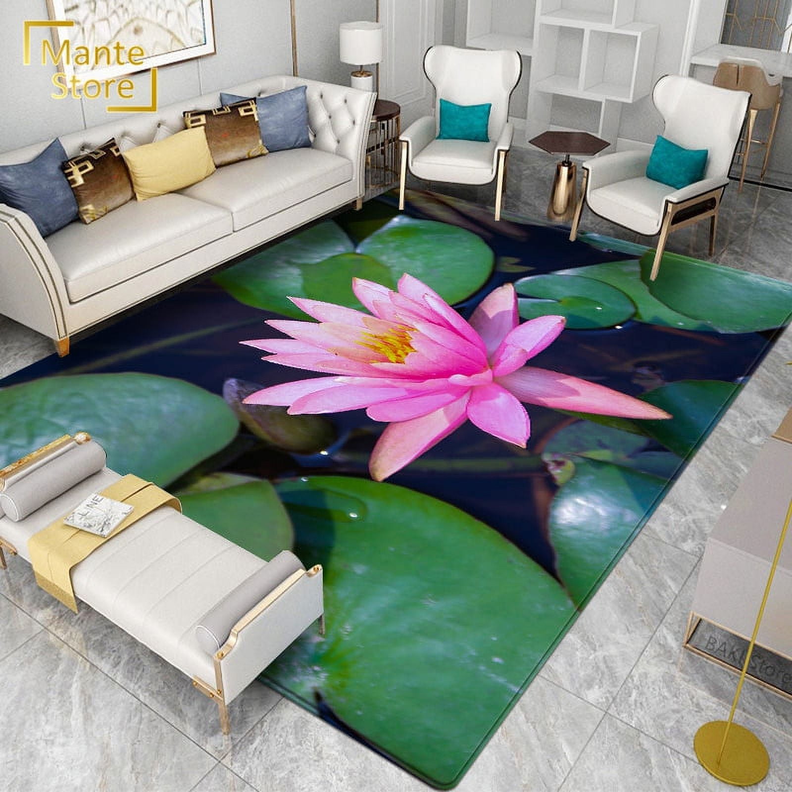 3D Carpet With Lotus Flower Carpet For Room Green Scenery ration For ...