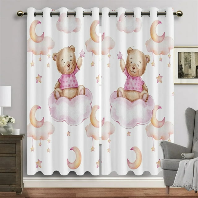 3D Cartoon Animals Window Curtain Living Room Watercolor Bunny Bear ...