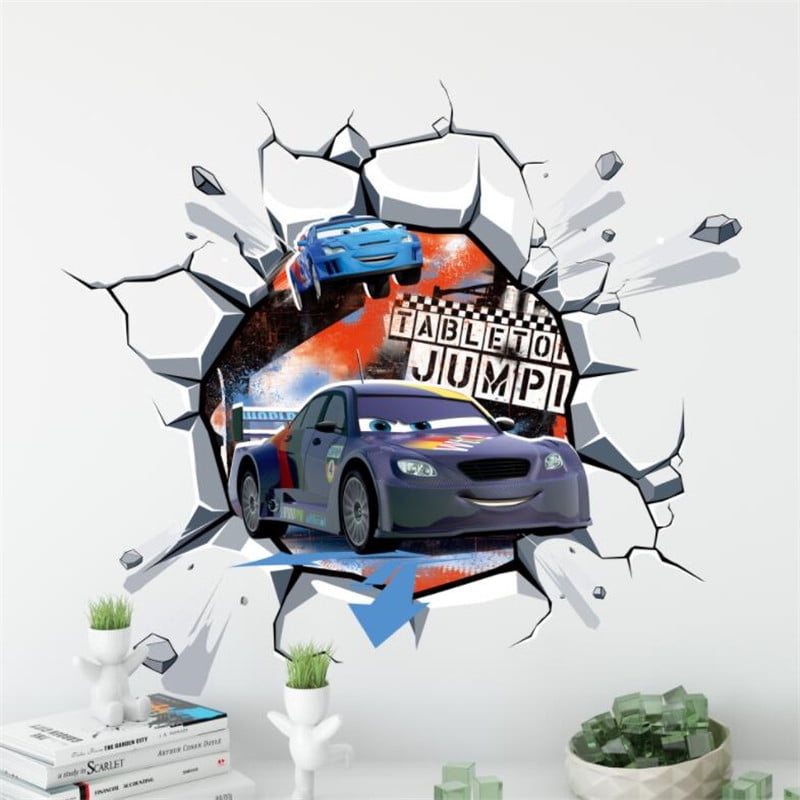 3D Cartoon Cars 2 Wall Stickers For Kid's Room Kindergarten Bedroom ...