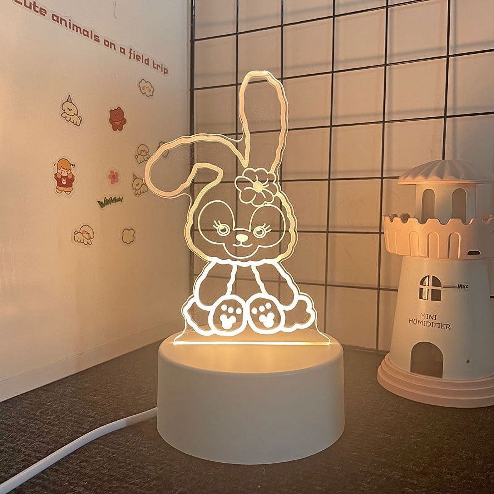 3D Cartoon Character Night Light, LED Desk Lamp 3 Color Change Room ...