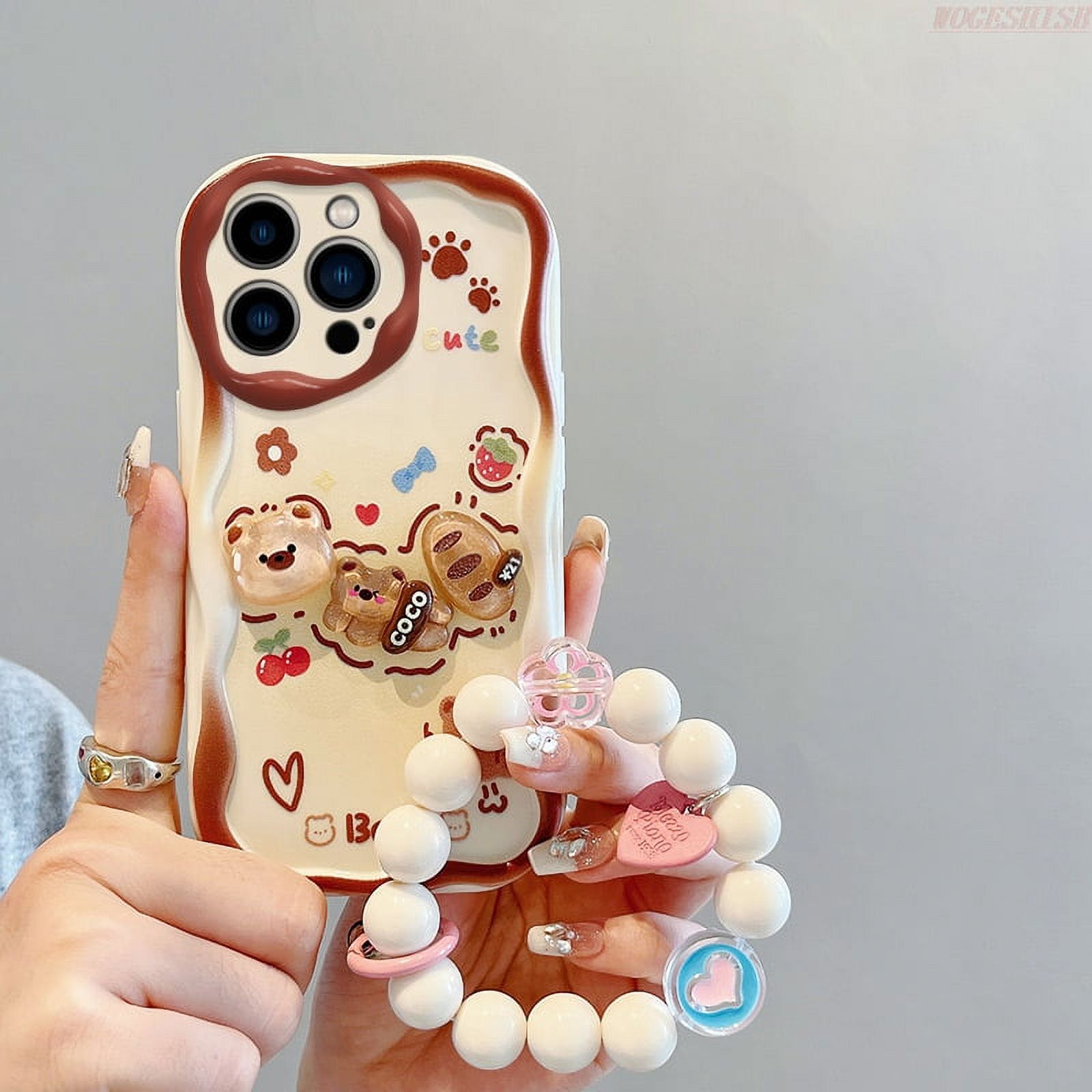 3D Cartoon Cute Bear Wave Phone Case For iPhone 15 14 Pro Max 13 12 11 ...