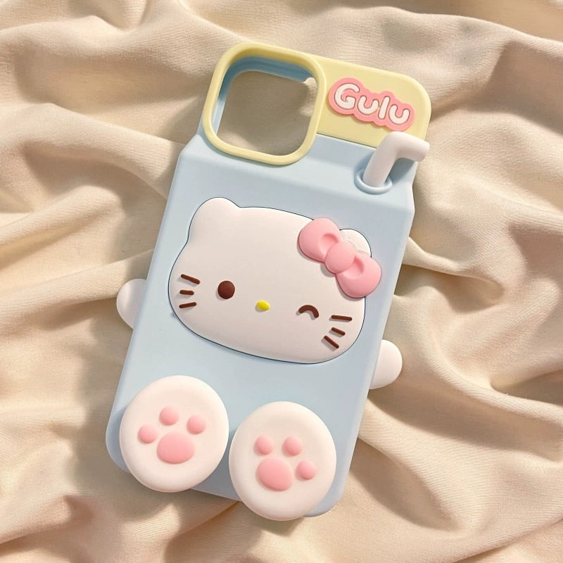 3D Cartoon Cute Drinks Hello Kitty My Melody Stereoscopic Phone Case ...