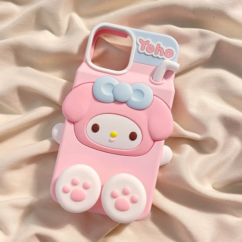 3D Cartoon Cute Drinks Hello Kitty My Melody Stereoscopic Phone Case ...