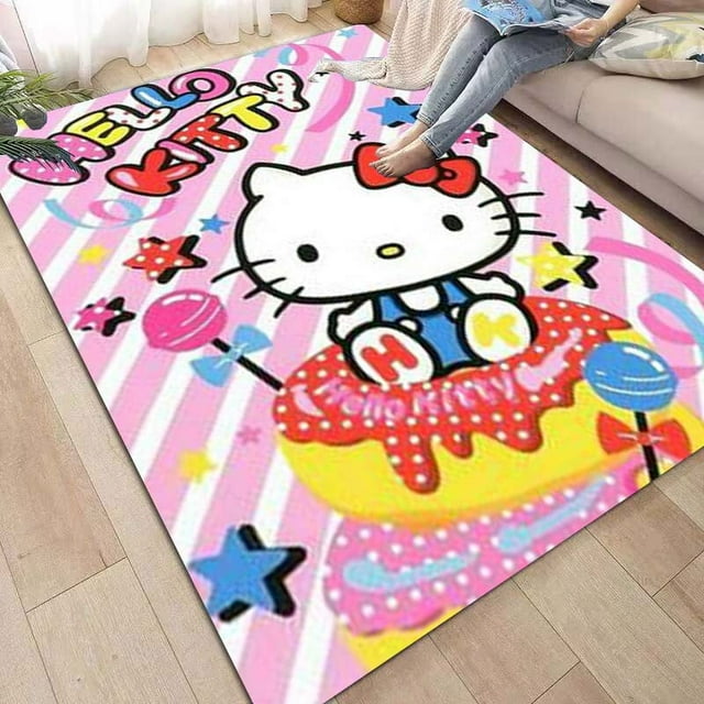 3D Cartoon Cute Hello Kitty Large -area Carpet Sanrio Home Living Room ...