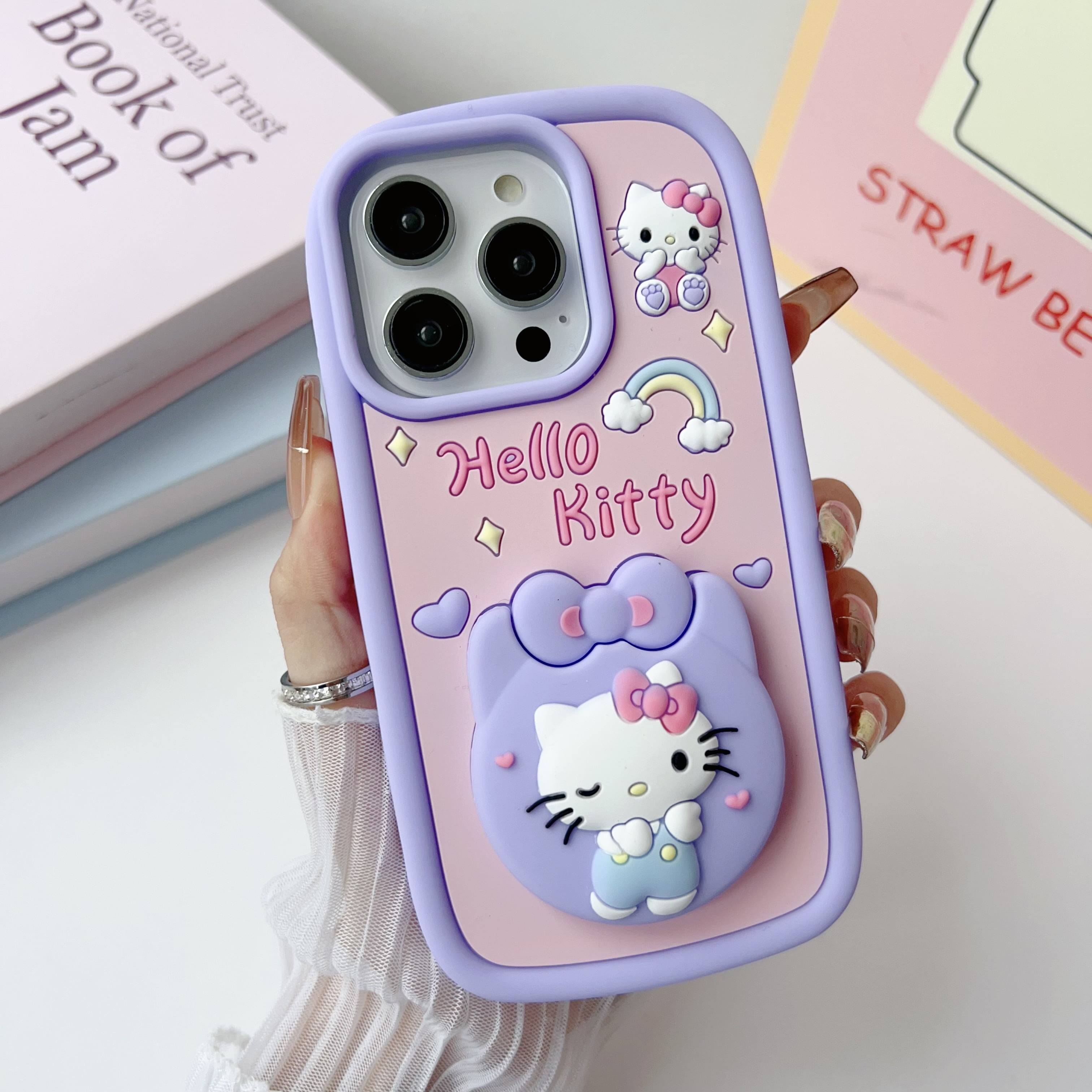 3D Cartoon Cute Sanrios Hello Kitty with Makeup Mirror Phone Case for ...