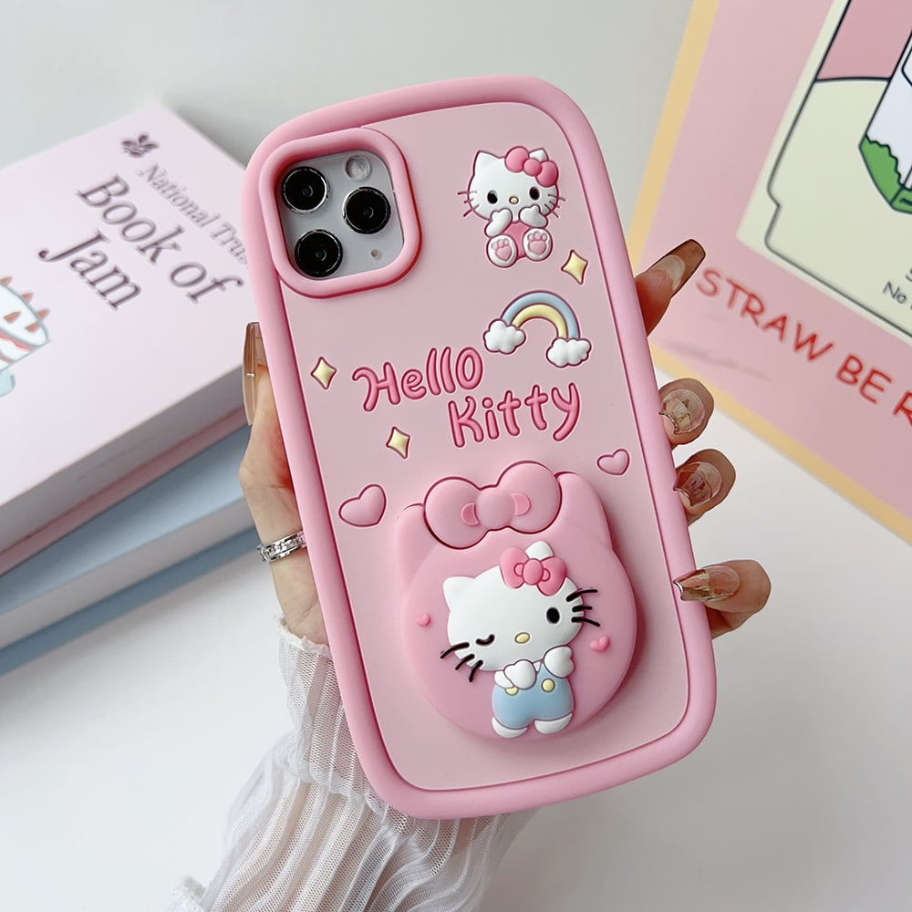 3D Cartoon Cute Sanrios Hello Kitty with Makeup Mirror Phone Case for ...