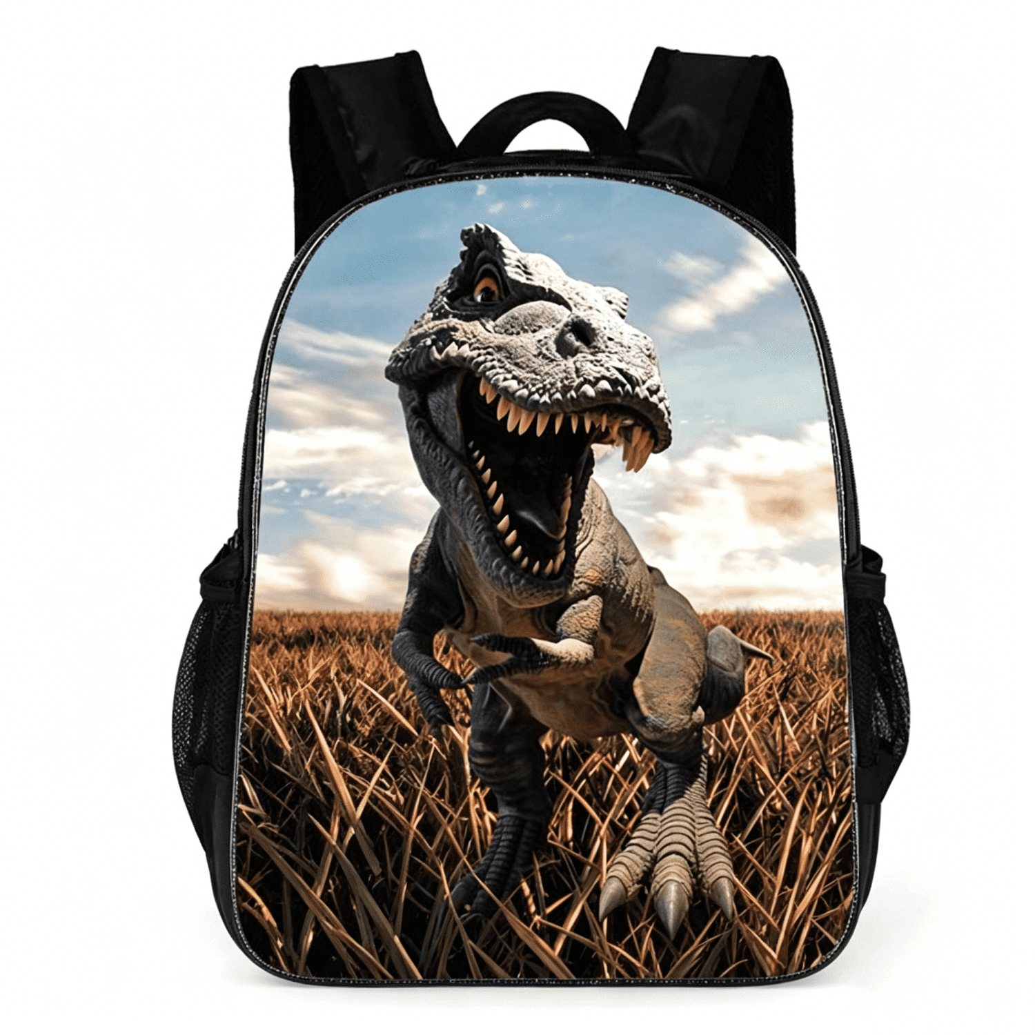 Cartoon Dinosaur Backpack, Multicolor Polyester Backpack Elementary ...