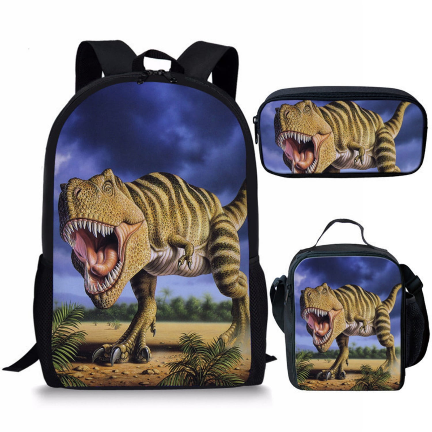 3D Cartoon Dinosaur Backpack, Multicolor Polyester Backpack Elementary ...