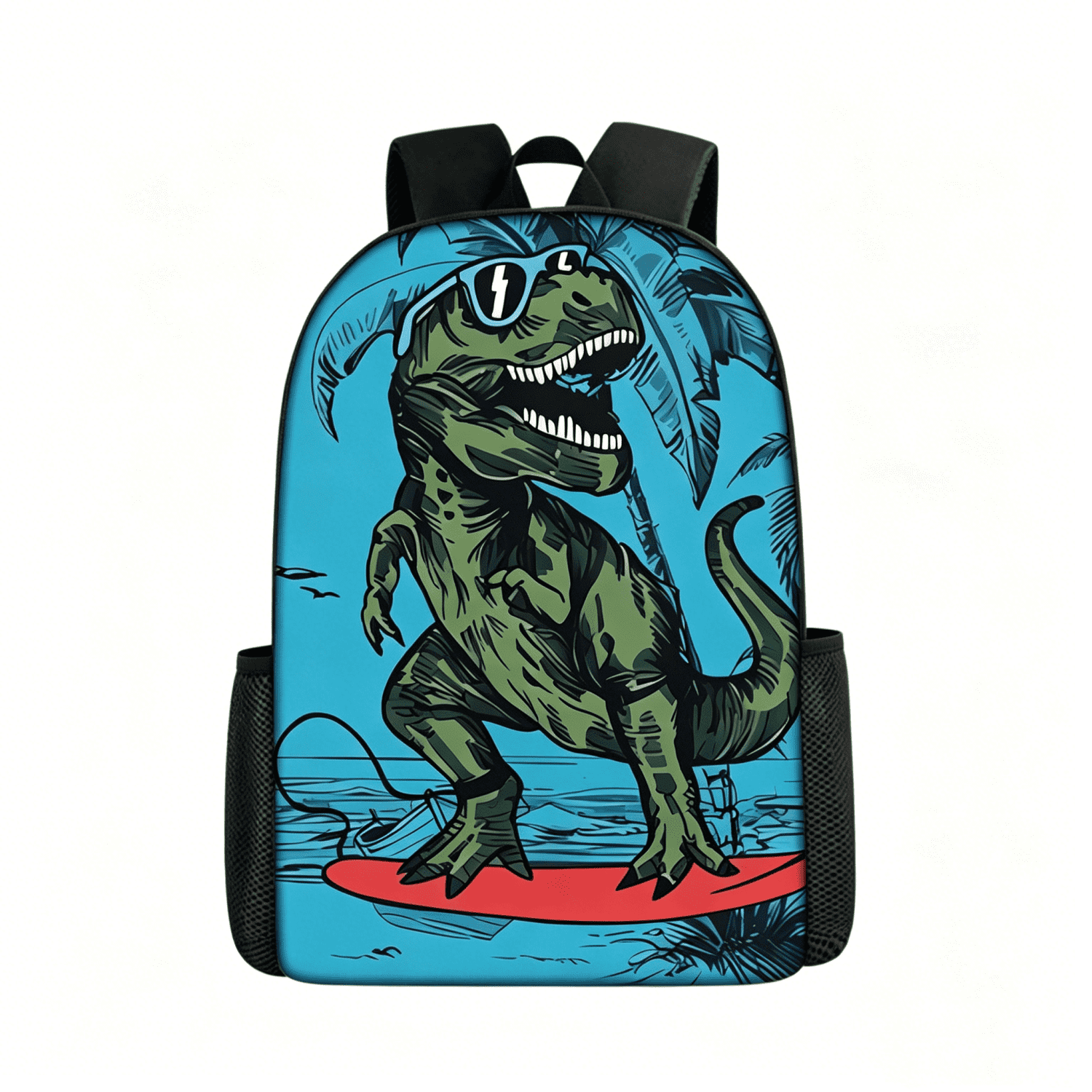 Cartoon Dinosaur Backpack, Multicolor Polyester Backpack Elementary ...