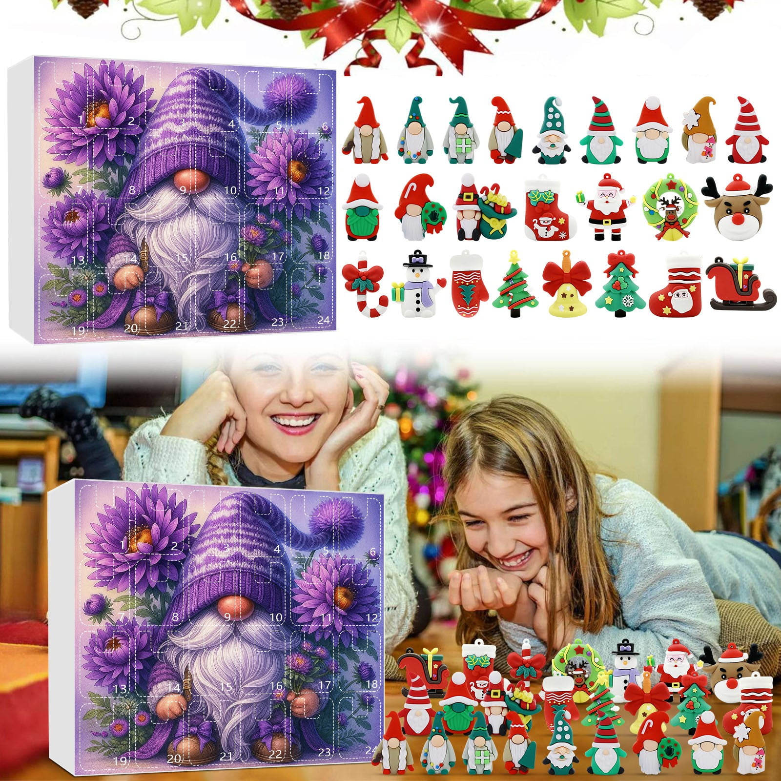 3D Cartoon Doll Countdown Advent Calendar Set with 24 Surprise Figures ...