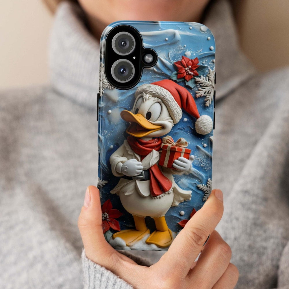 3D Cartoon Duck Holiday Themed Festive Phone Case with iPhone 17 to 11 ...