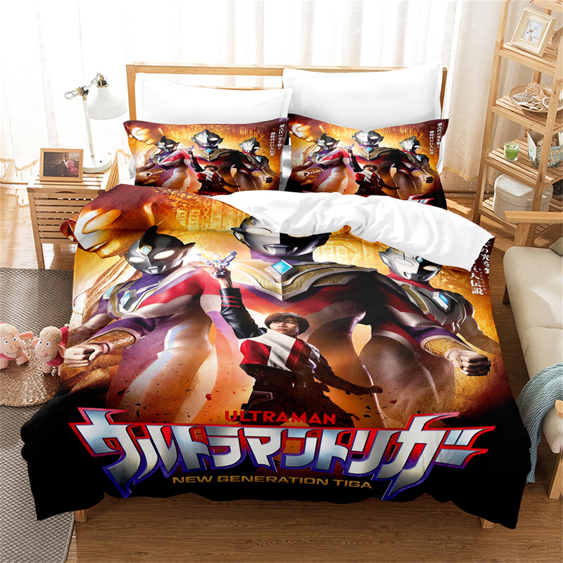 3D Cartoon Duvet Cover Set Ultraman Bedding Set Full Size 3pcs Soft and ...