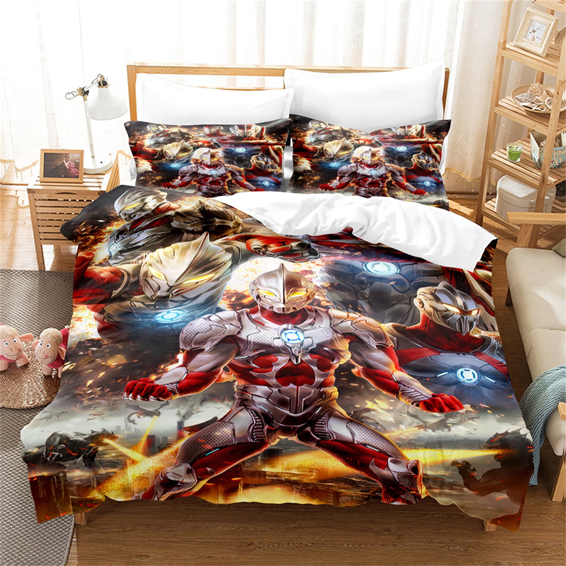 3D Cartoon Duvet Cover Set Ultraman Bedding Set Full Size 3pcs Soft and ...