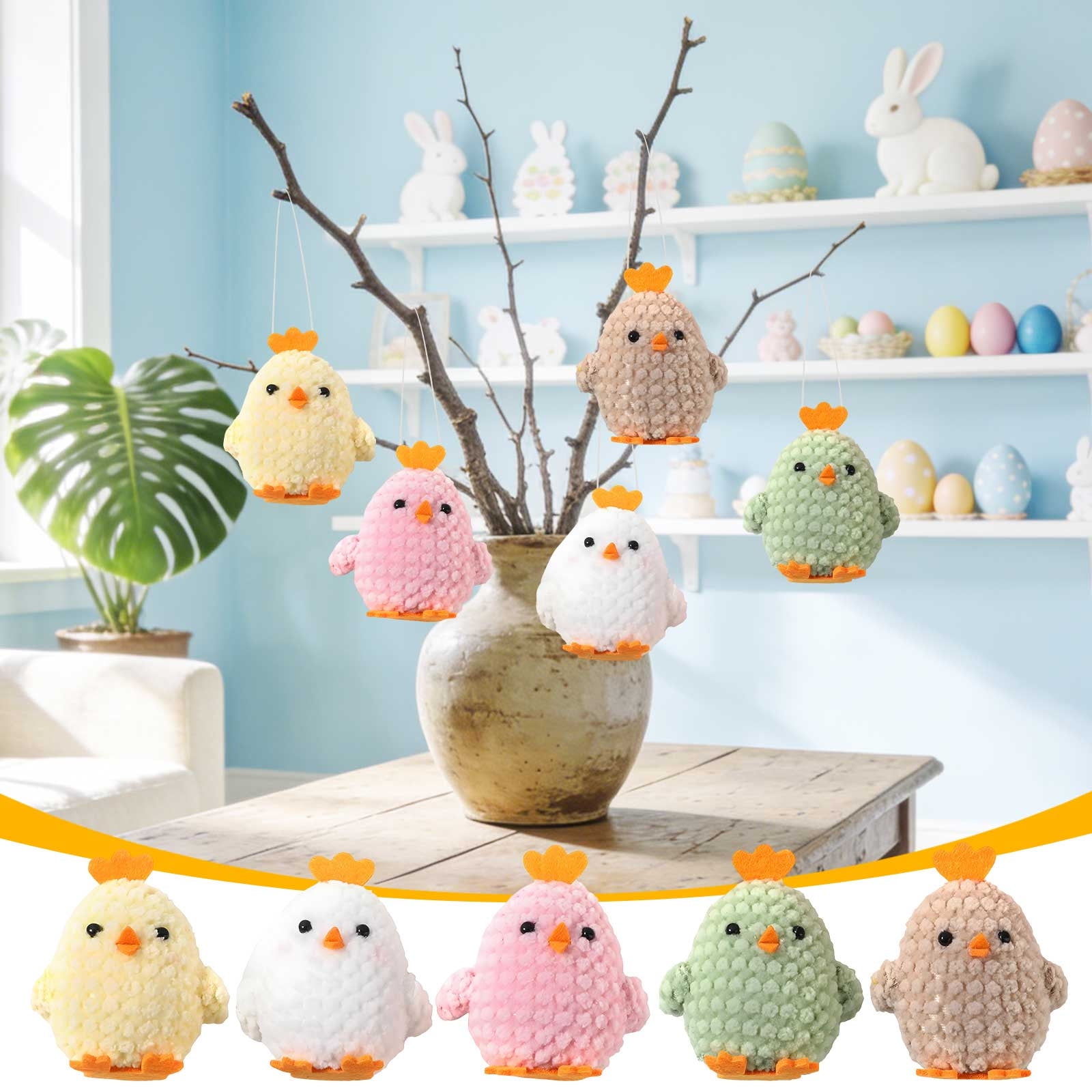 3D Cartoon Easter Chick Hanging Decorations - Colorful Festive Party ...