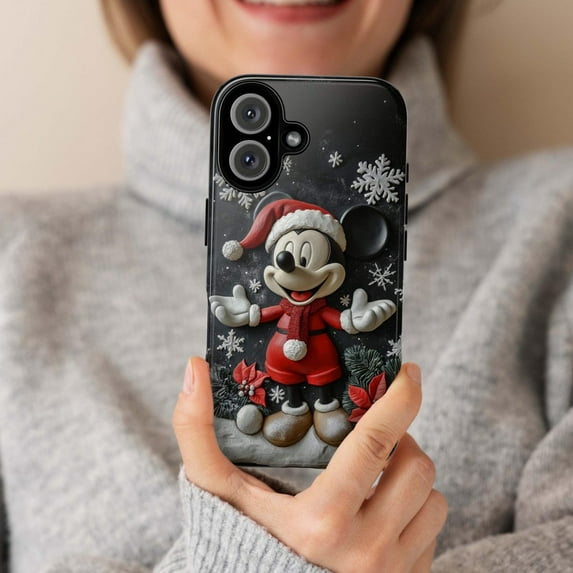 3D Cartoon Mouse with Holiday Tree Phone Case with iPhone 17 to 11 Pro ...