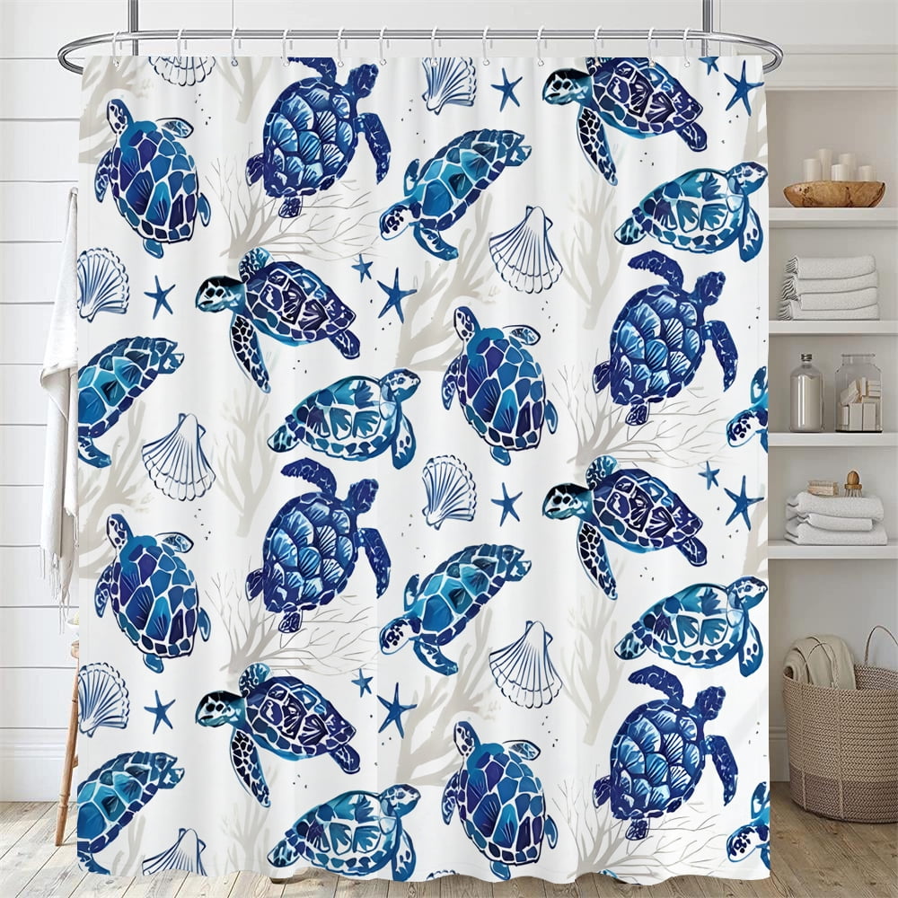 3D Cartoon Ocean Star Shell printing Shower Curtain Polyester ...