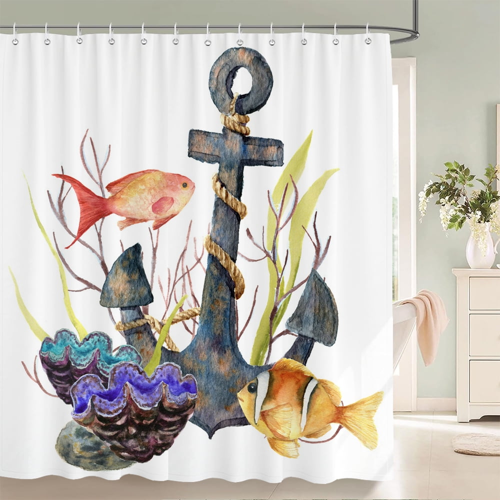 3D Cartoon Ocean Star Shell printing Shower Curtain Polyester ...
