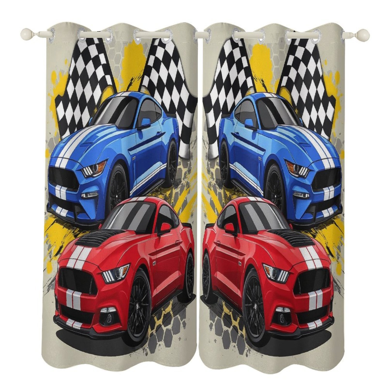 3D Cartoon Race Sports Car Blackout Curtains Window Drapes Room ...