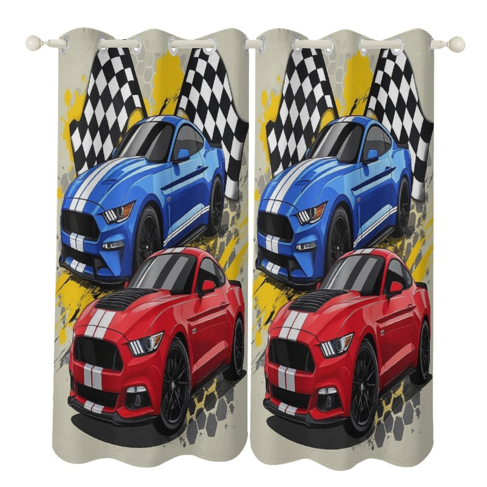3D Cartoon Race Sports Car Window Blackout Curtain 3d Printed Blackout ...