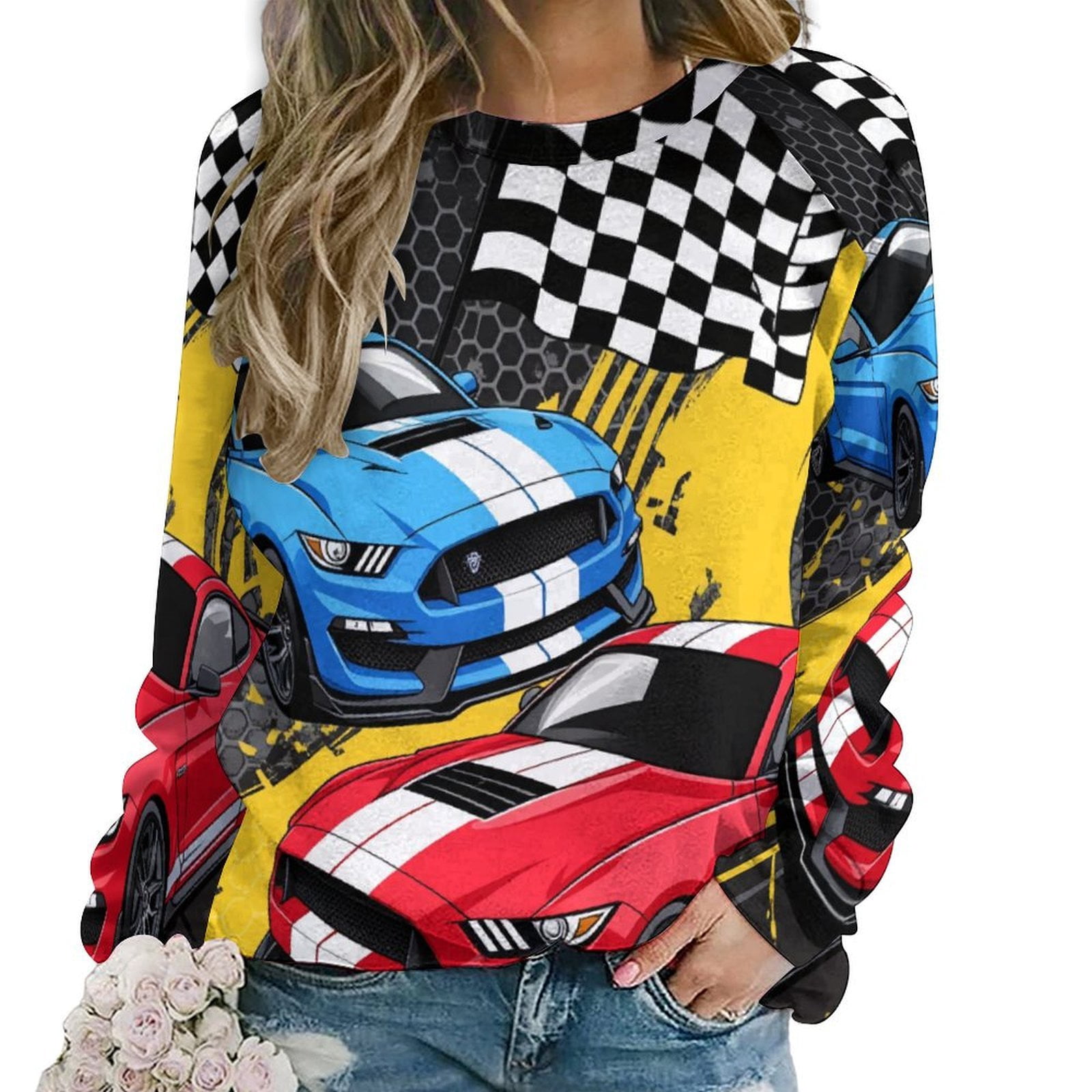 3D Cartoon Race Sports Car Women Casual Long Sleeve Hoodie Streetwear ...