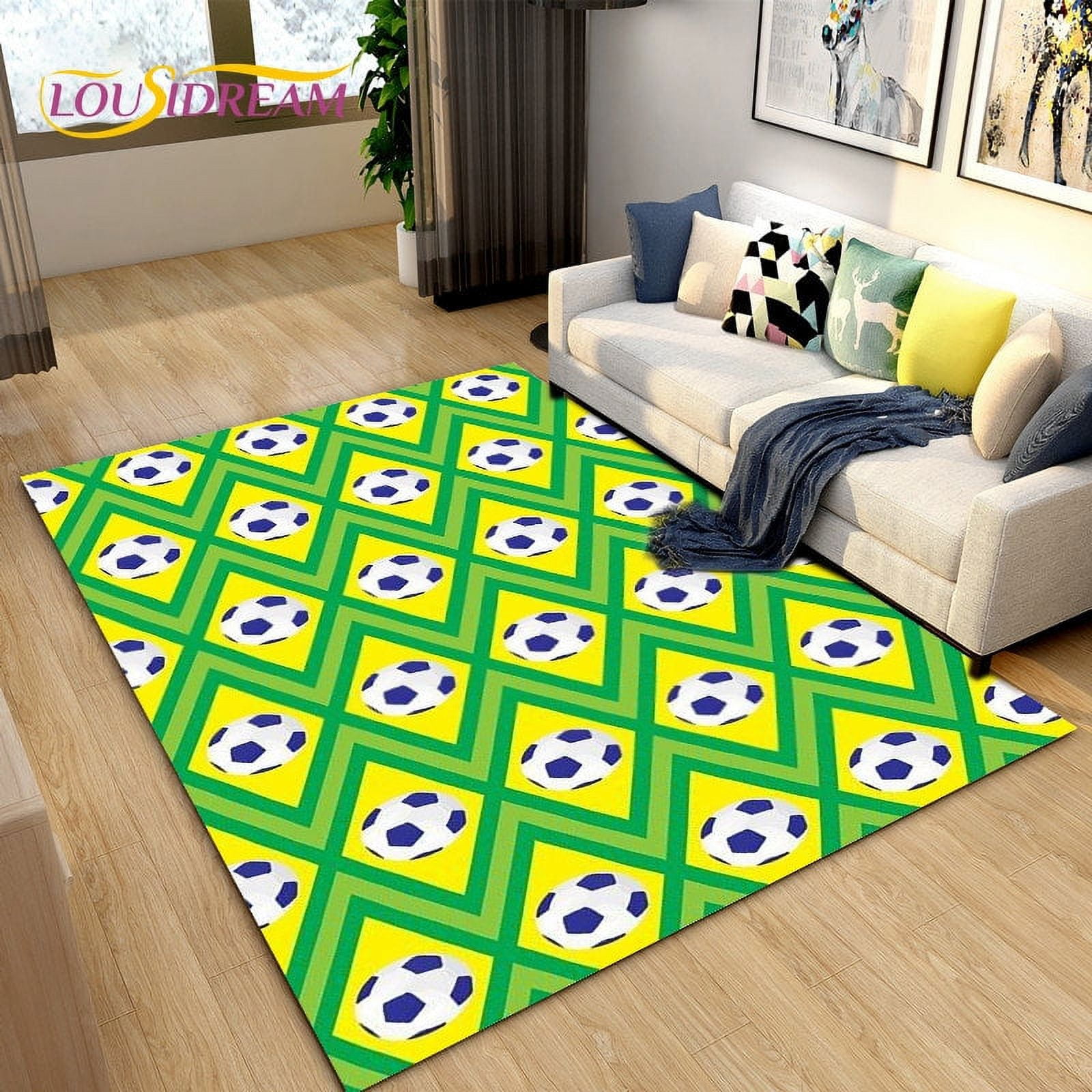 3D Cartoon Soccer Football Area Rug Large Carpet Rug for Living Room ...