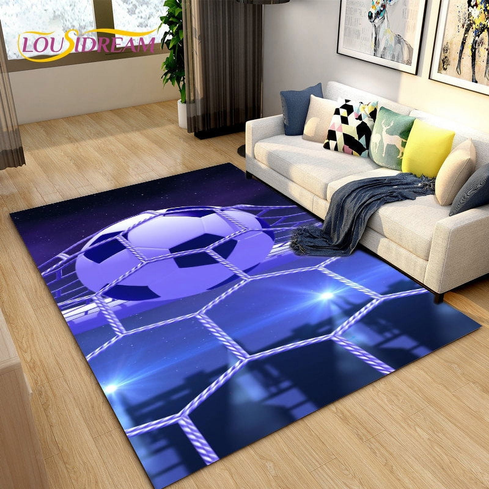 3D Cartoon Soccer Football Area Rug Large Carpet Rug for Living Room ...