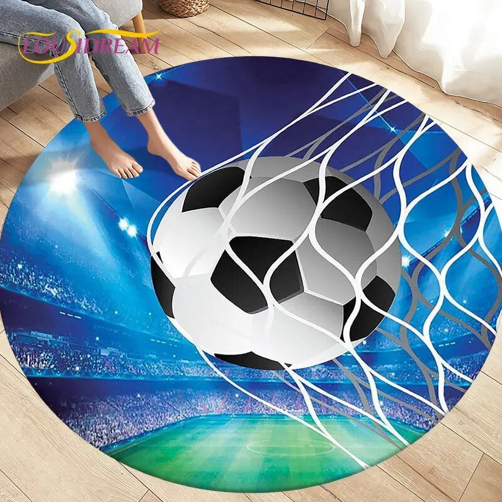 3D Cartoon Soccer Football Circle Area Rug Large Round Carpet Rug for ...
