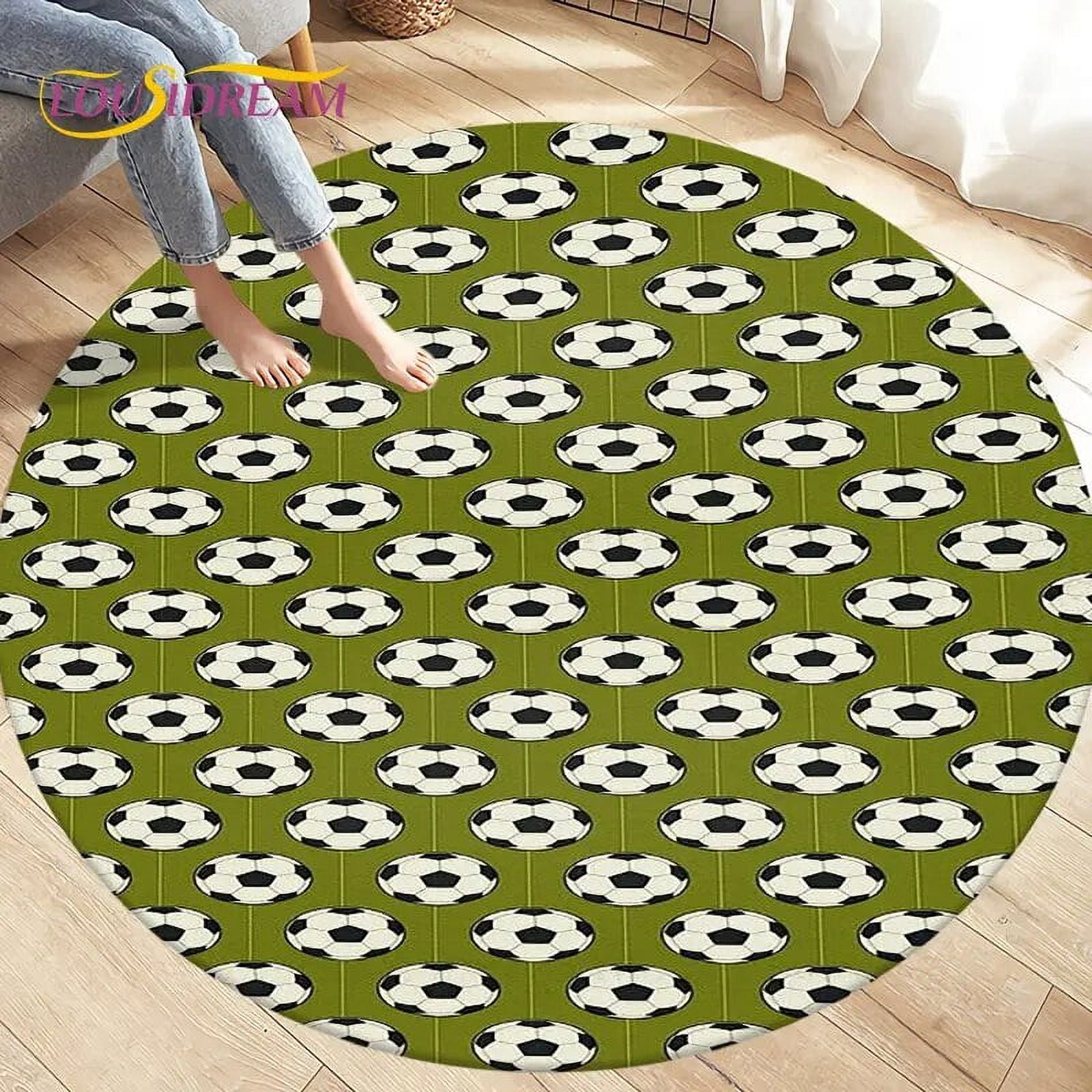 3D Cartoon Soccer Football Circle Area Rug Large Round Carpet Rug for ...