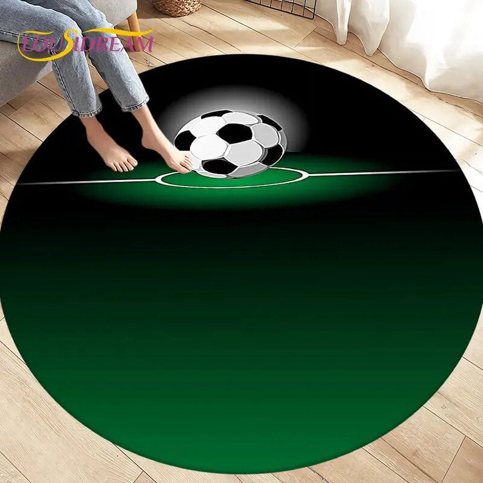 3D Cartoon Soccer Football Circle Area Rug Large Round Carpet Rug for ...