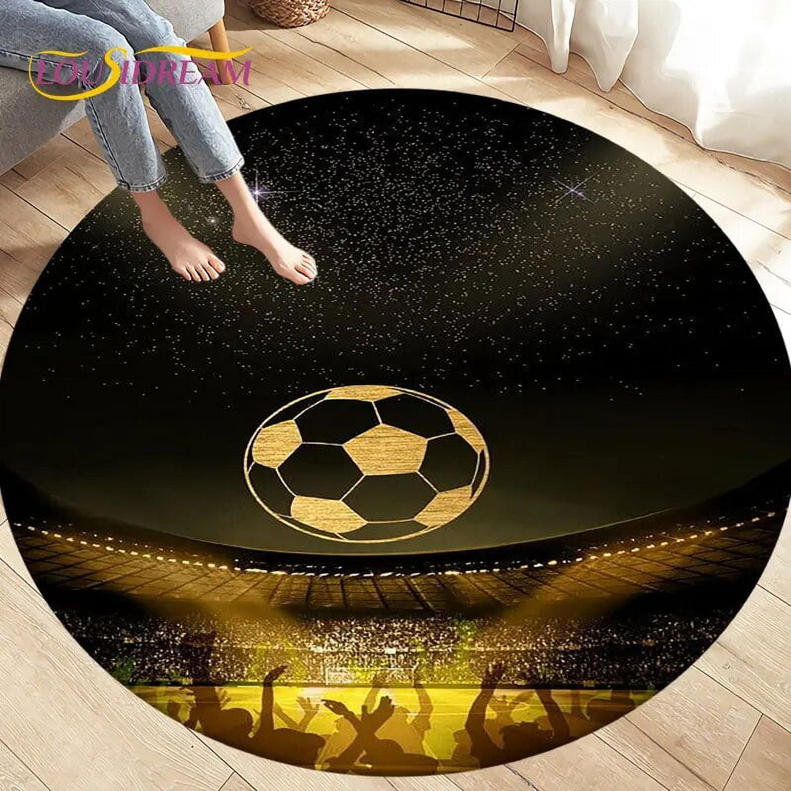 3D Cartoon Soccer Football Circle Area Rug Large Round Carpet Rug for ...