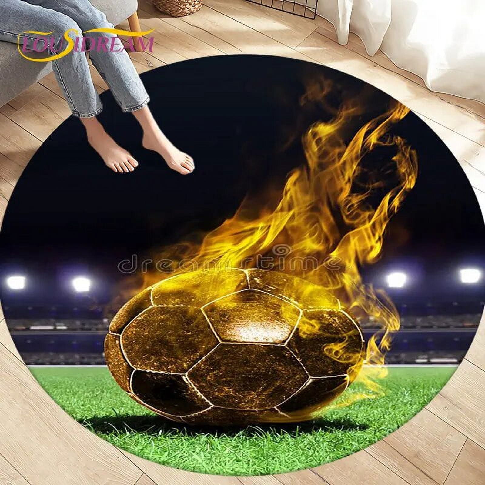 3D Cartoon Soccer Football Circle Area Rug Large Round Carpet Rug for ...