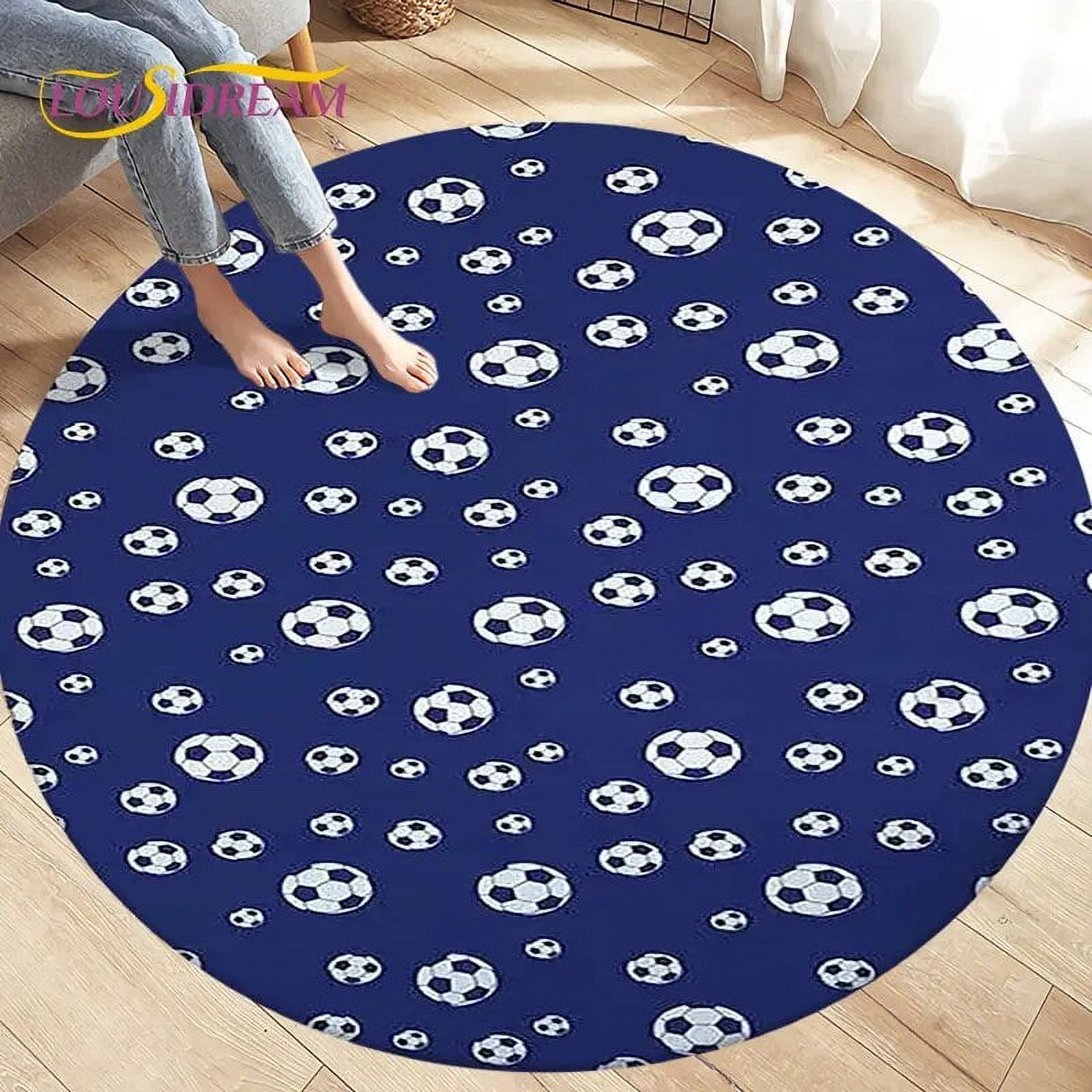 3D Cartoon Soccer Football Circle Area Rug Large Round Carpet Rug for ...