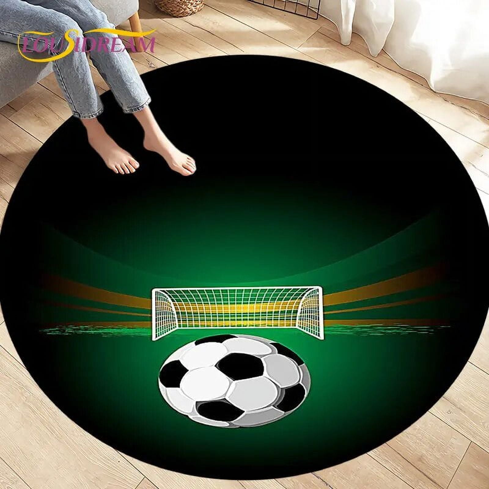 3D Cartoon Soccer Football Circle Area Rug Large Round Carpet Rug for ...