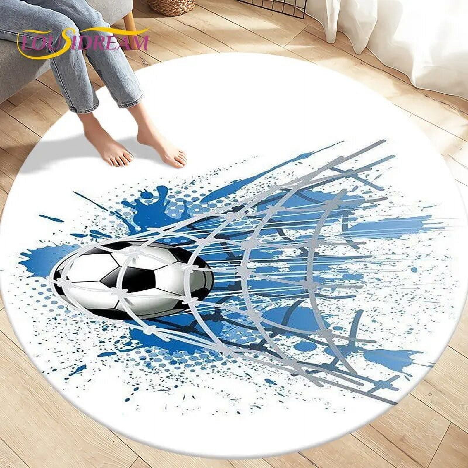 3D Cartoon Soccer Football Circle Area Rug Large Round Carpet Rug for ...
