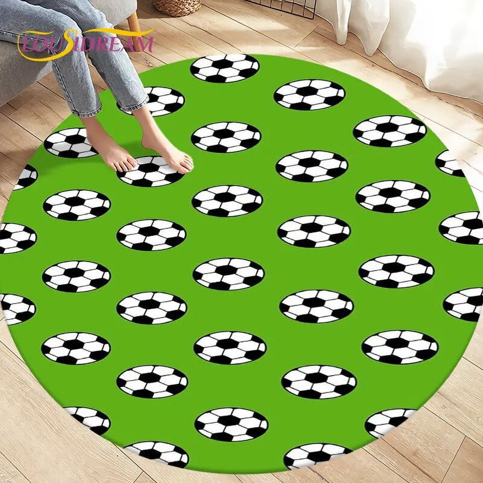 3D Cartoon Soccer Football Circle Area Rug Large Round Carpet Rug for ...