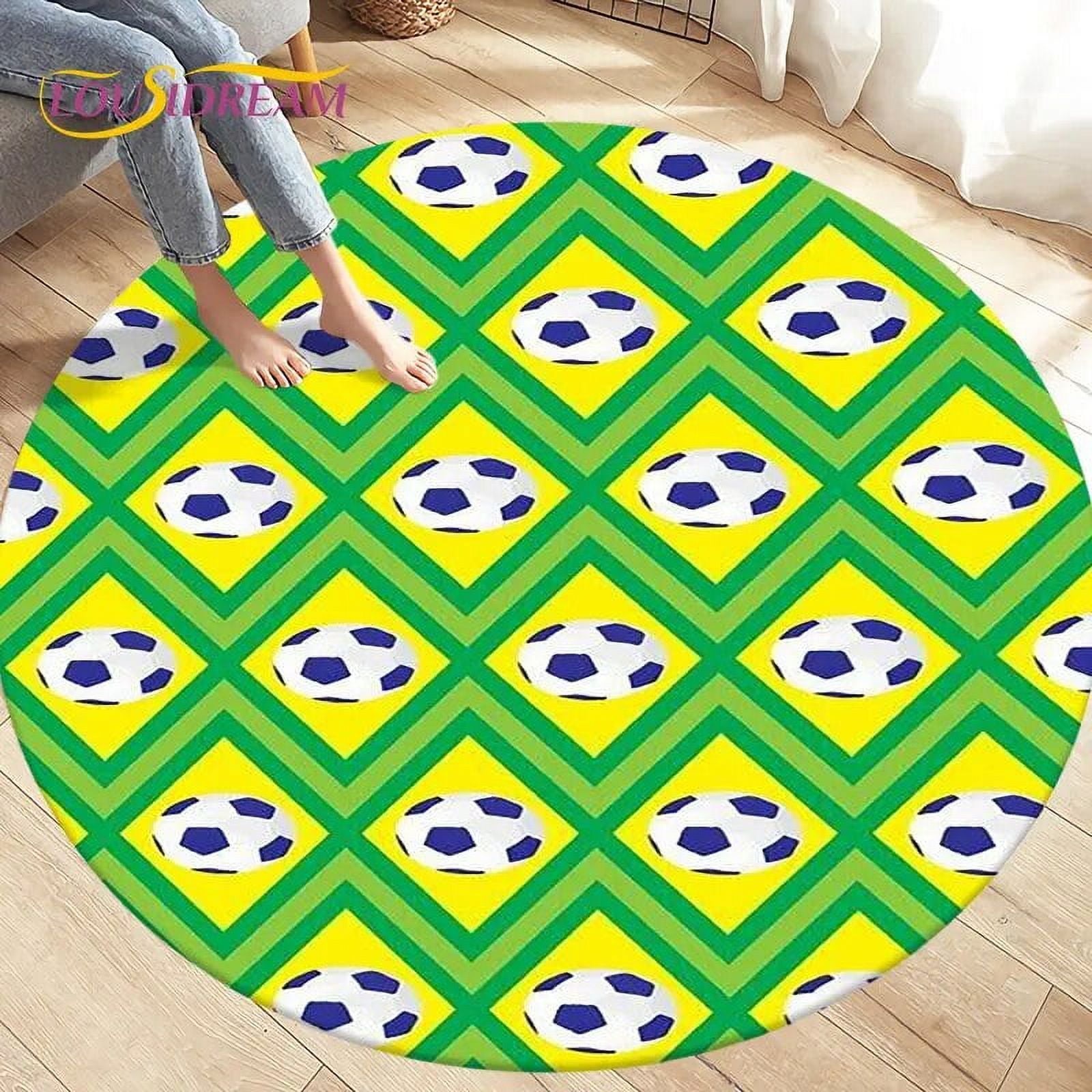 3D Cartoon Soccer Football Circle Area Rug Large Round Carpet Rug for ...