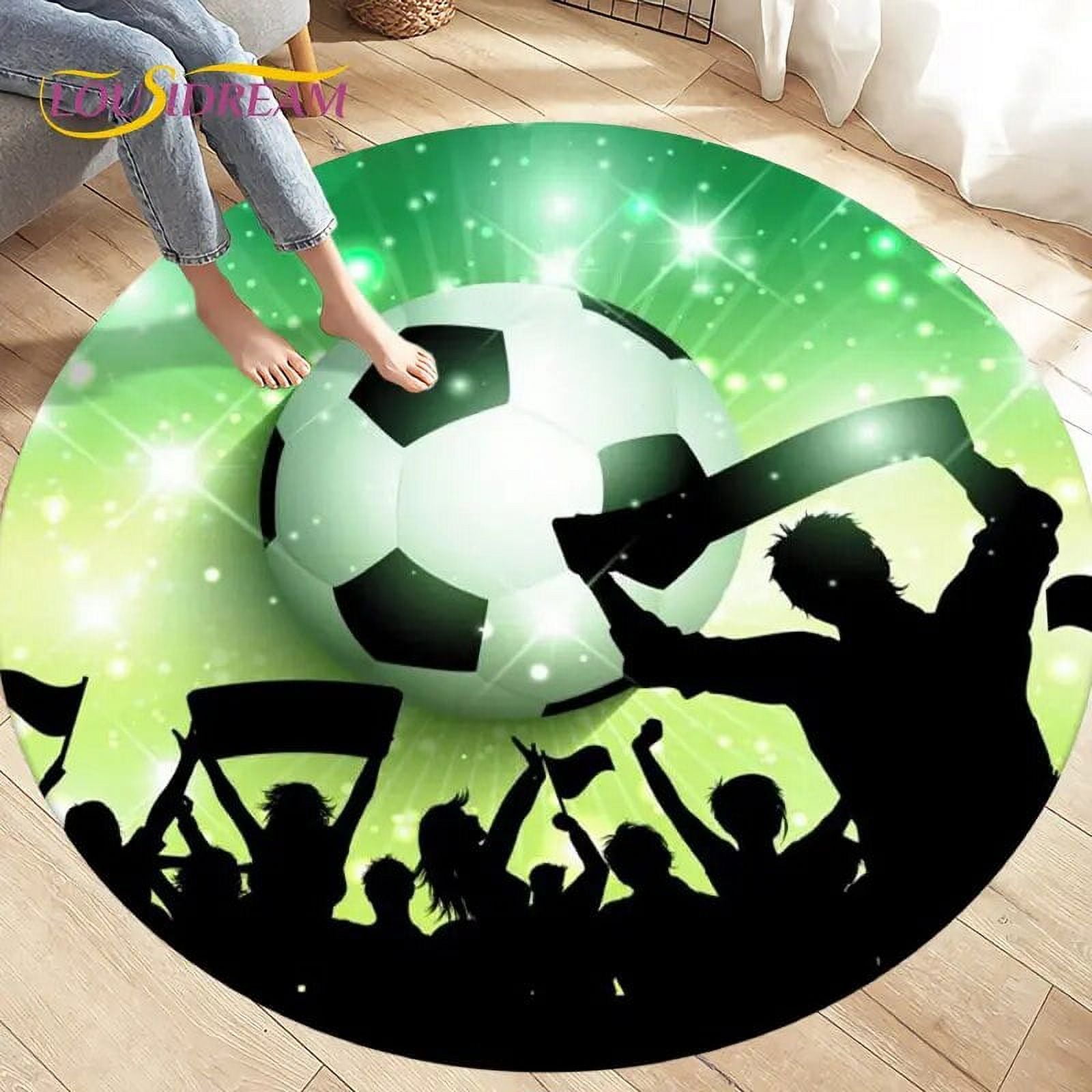3D Cartoon Soccer Football Circle Area Rug Large Round Carpet Rug for ...