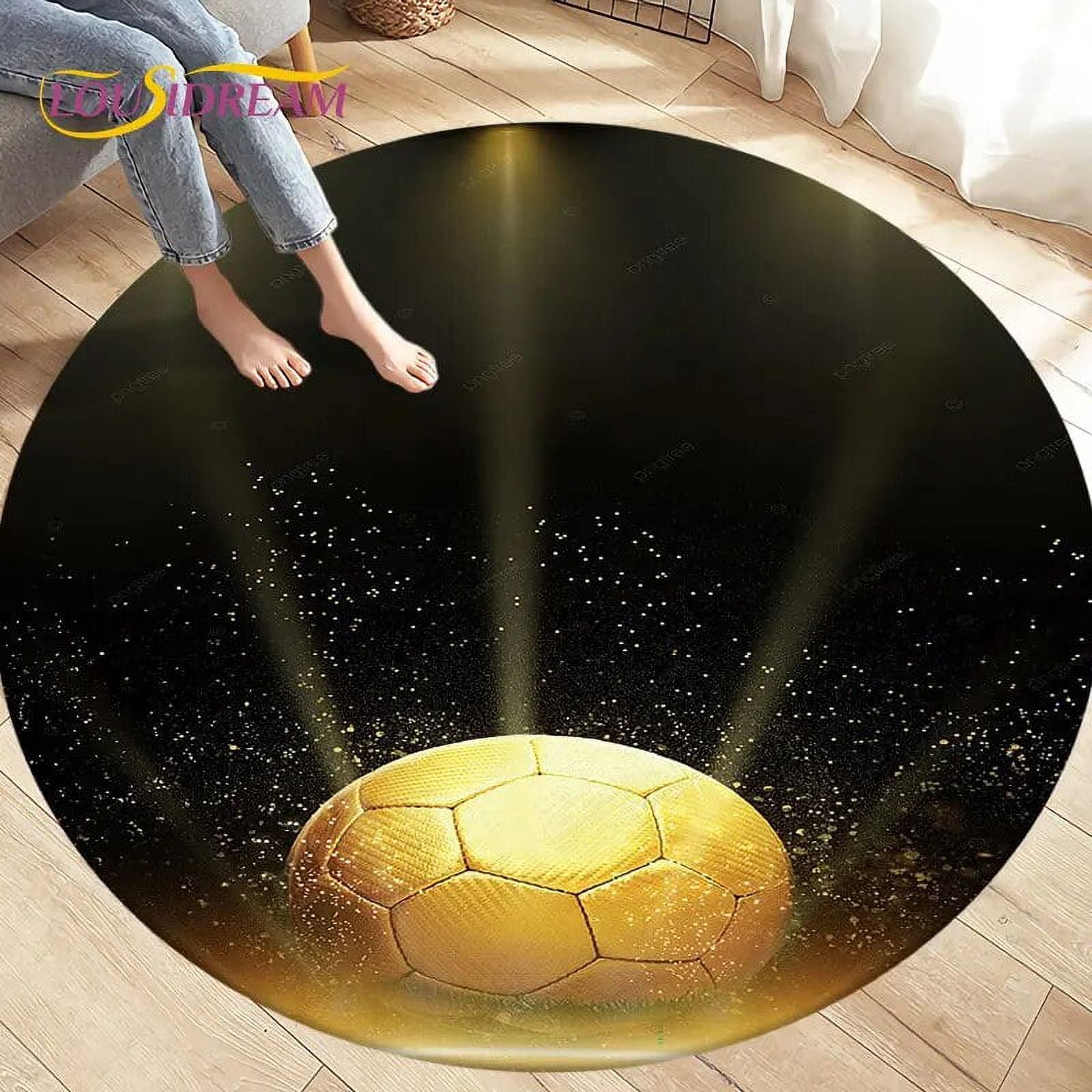 3D Cartoon Soccer Football Circle Area Rug Large Round Carpet Rug for ...