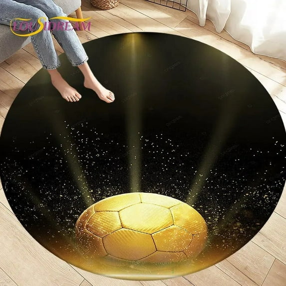 3D Cartoon Soccer Football Circle Area Rug Large Round Carpet Rug for ...