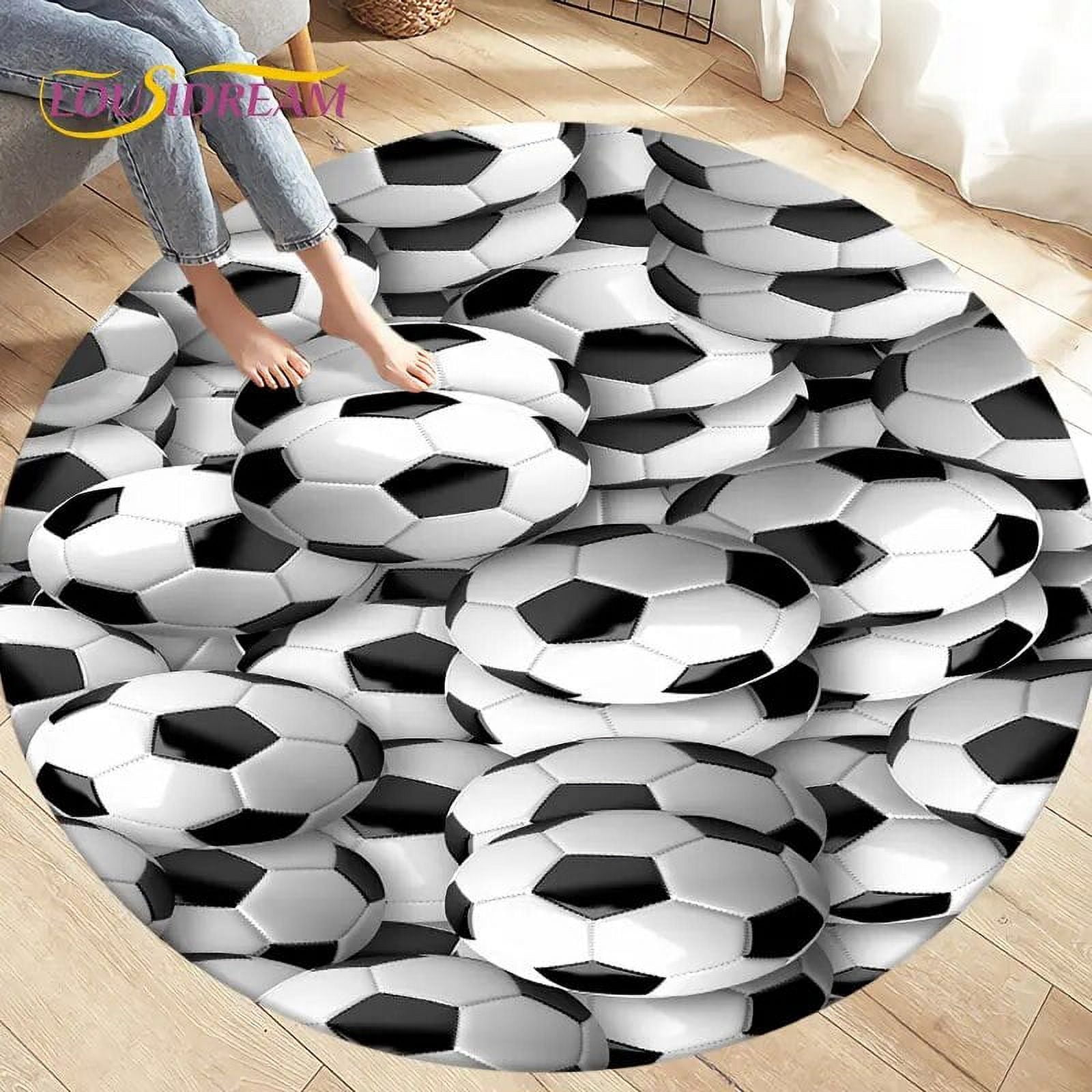 3D Cartoon Soccer Football Circle Area Rug Large Round Carpet Rug for ...