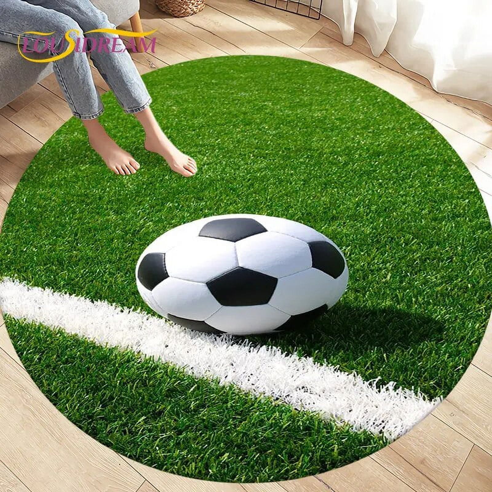3D Cartoon Soccer Football Circle Area Rug Large Round Carpet Rug for ...